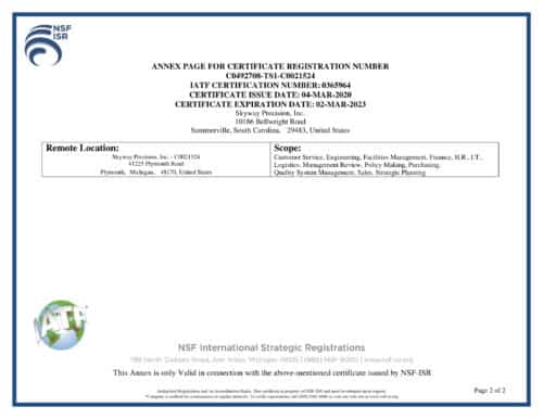 Certifications - Skyway Precision Inc.