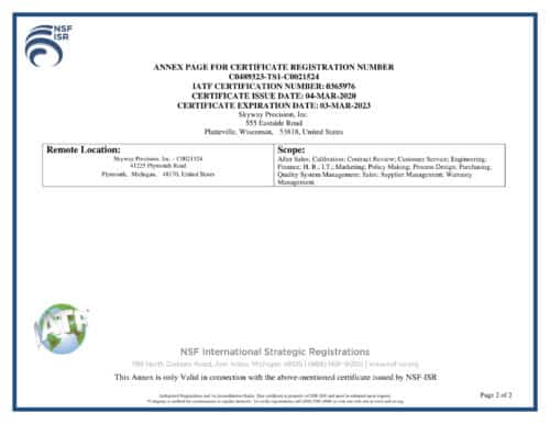 Certifications - Skyway Precision Inc.